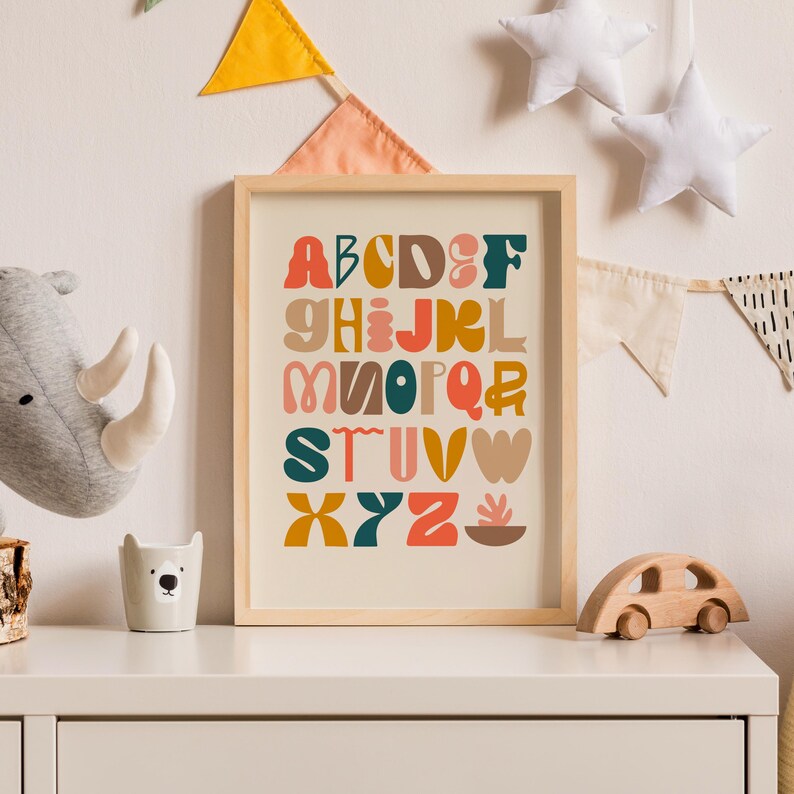 Printable English Alphabet Poster Warm Colours ABC Poster Montessori ...
