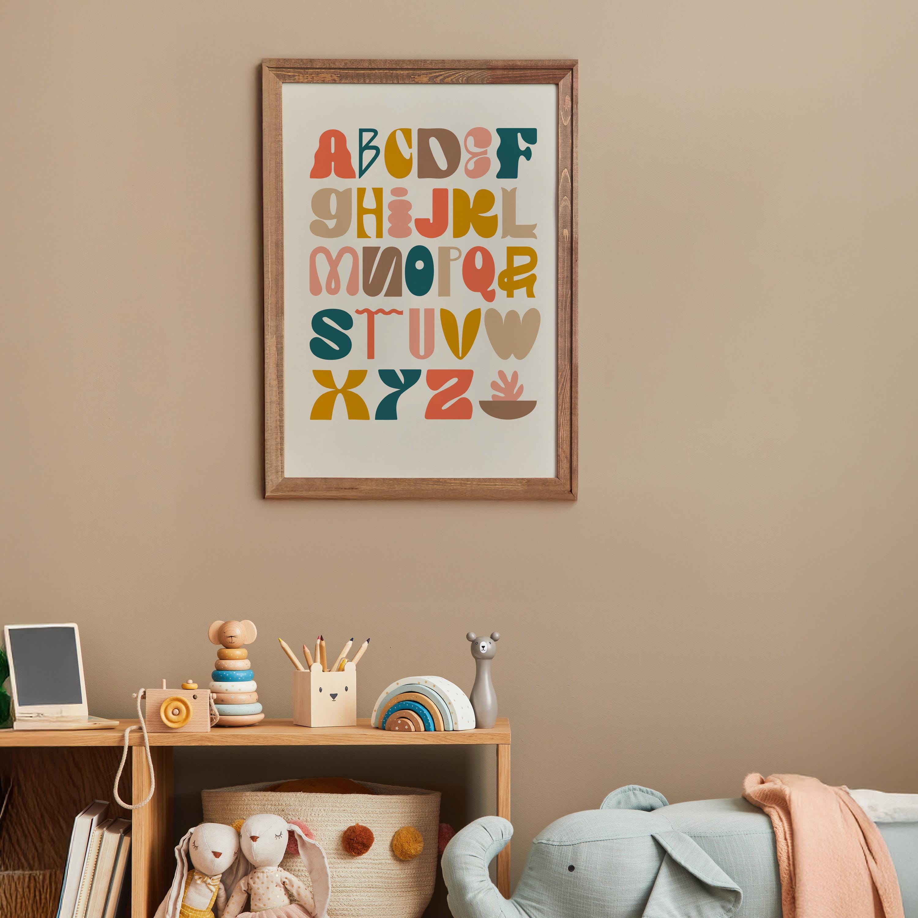Printable English Alphabet Poster Warm Colours ABC Poster Montessori ...