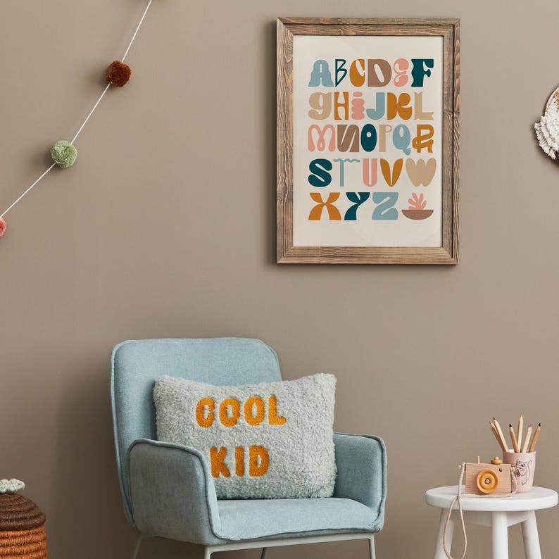 Printable English Alphabet Poster Cool Colours ABC Poster Montessori ...