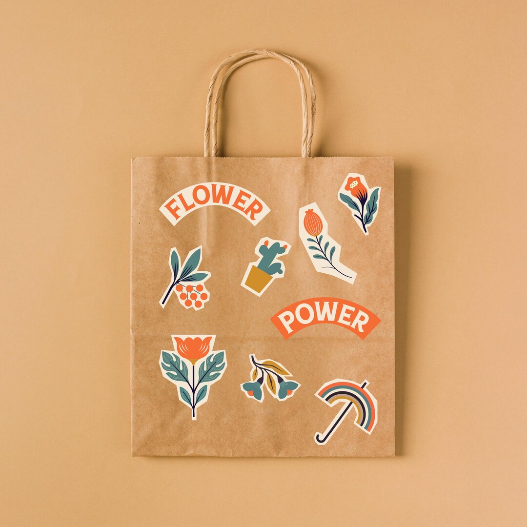 Set of Printable Flower Stickers Flower Power Birthday Nature Garden ...