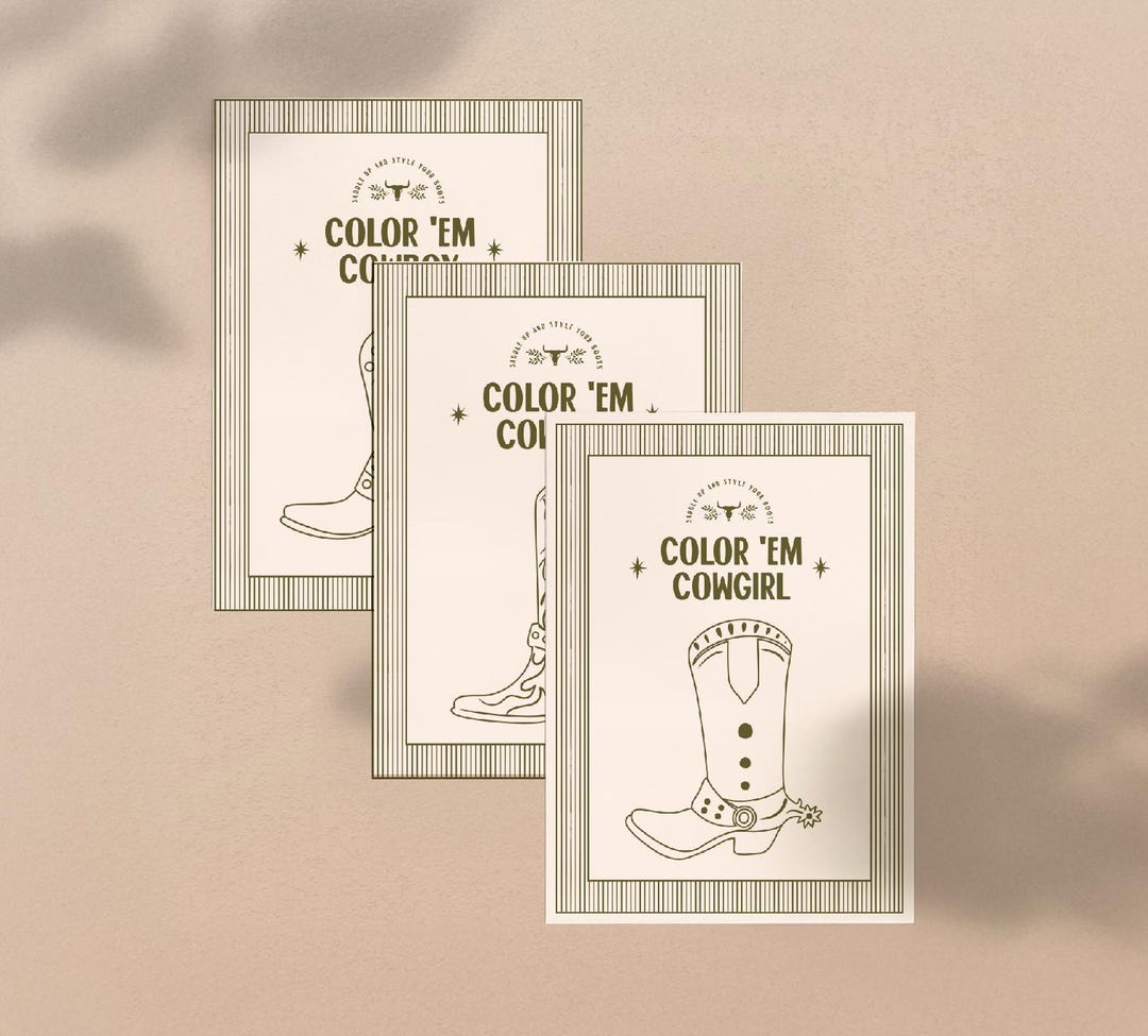 Printable Coloring Pages Wild West Party Activity Cowgirl Boots ...
