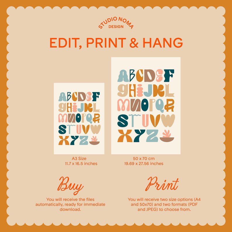 Printable English Alphabet Poster Cool Colours ABC Poster Montessori ...