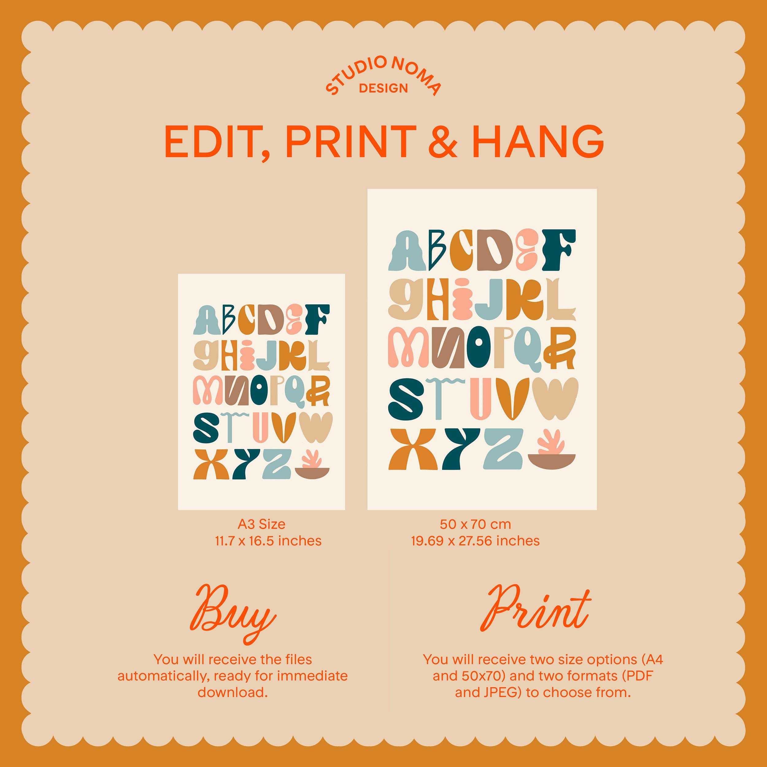 Printable English Alphabet Poster Cool Colours ABC Poster Montessori ...