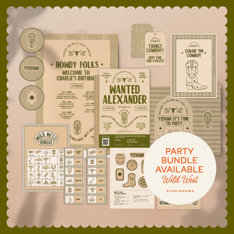 Wild West Bingo Game: Kids Birthday Party Activity (digital Bundle) - Etsy