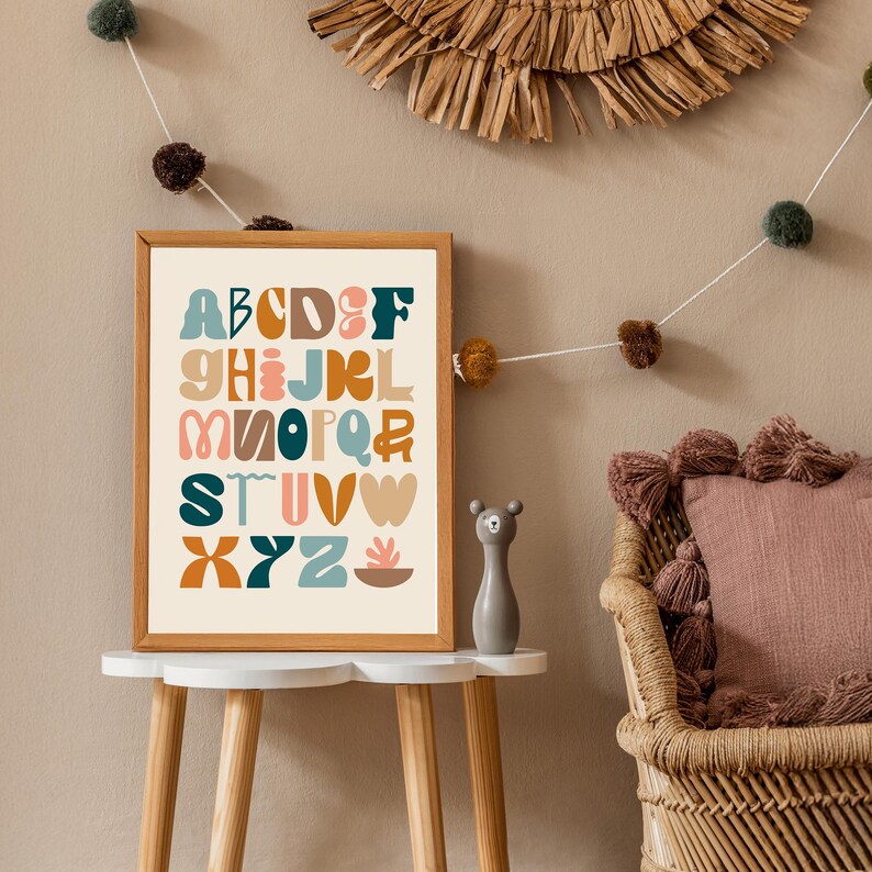 Printable English Alphabet Poster Cool Colours ABC Poster Montessori ...