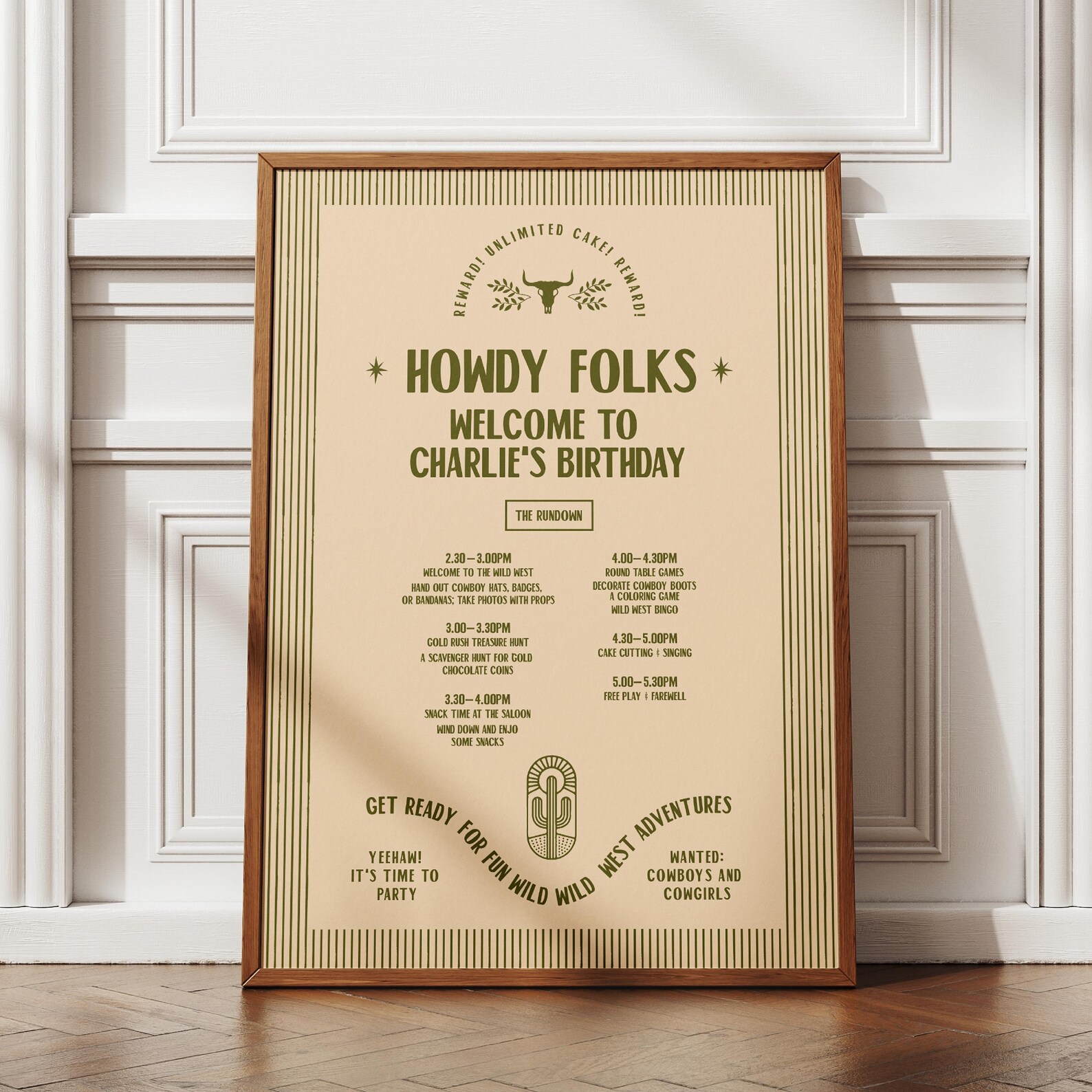 Editable Wild West Welcome Poster Birthday Party Banner Boy Girl ...