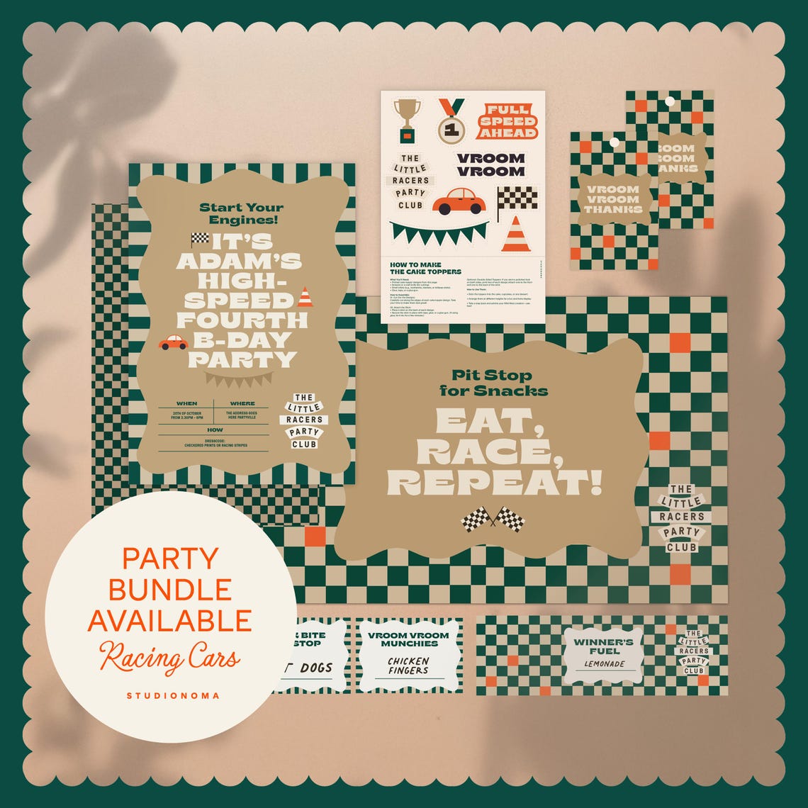 Printable Cars Placemat Birthday Party Bundle Digital File Racing Cars ...