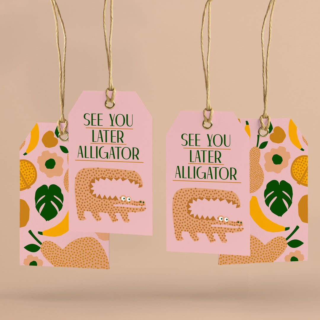 Tropical Gift Label: Alligator Party Favor Tags (digital Download) - Etsy