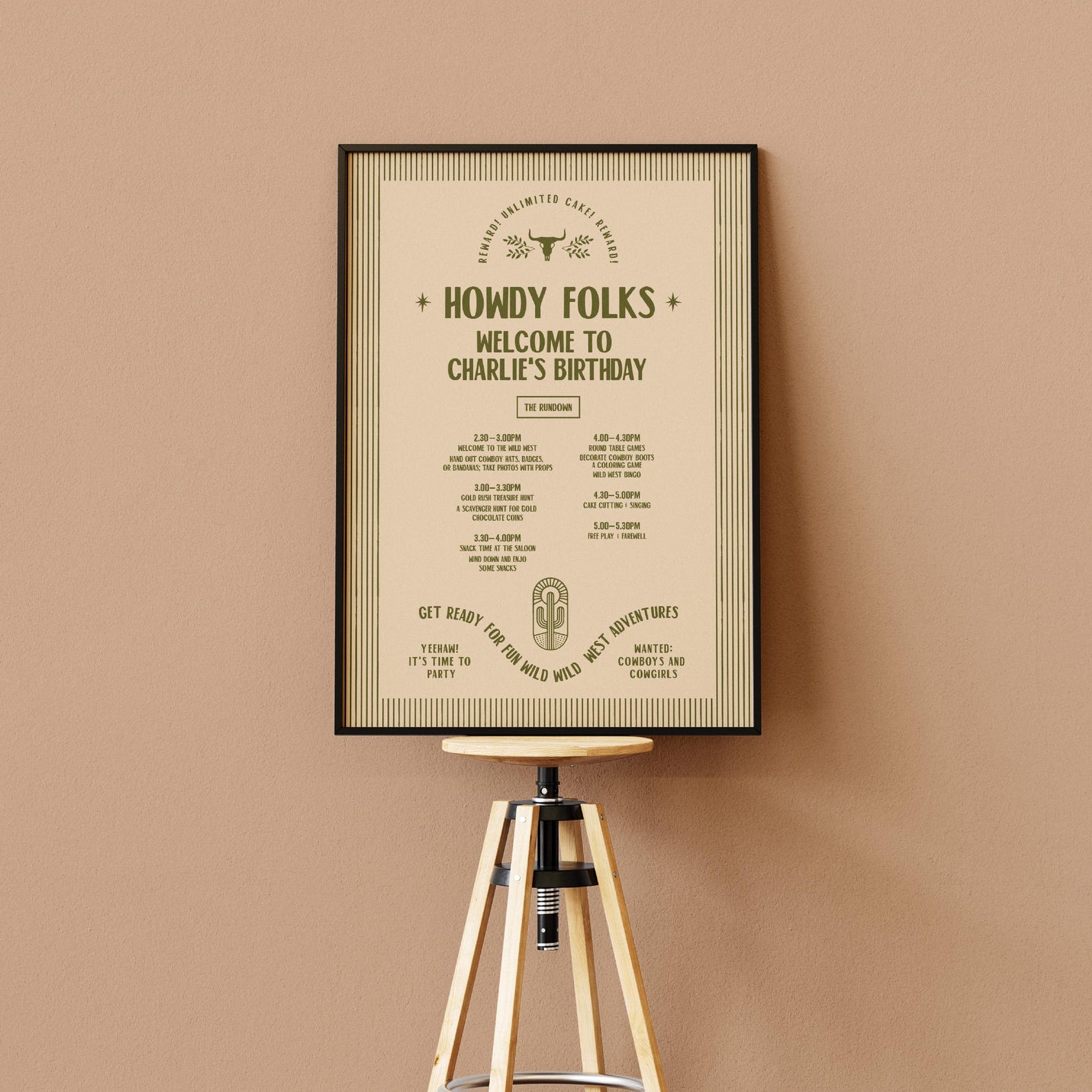 Editable Wild West Welcome Poster Birthday Party Banner Boy Girl ...