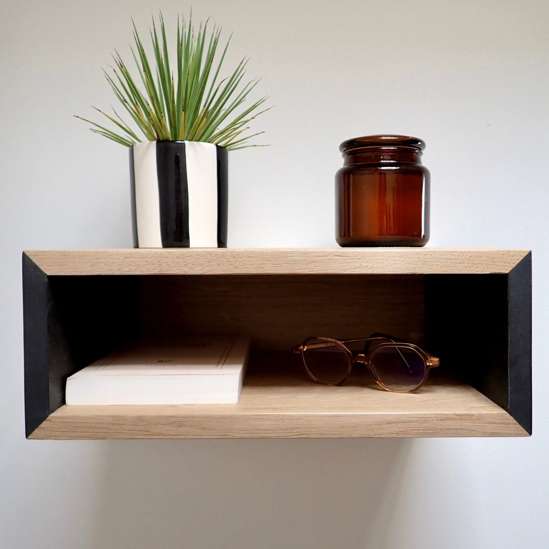 Floating Bedside Table, Hanging Bedside Table, Solid Wood Floating ...