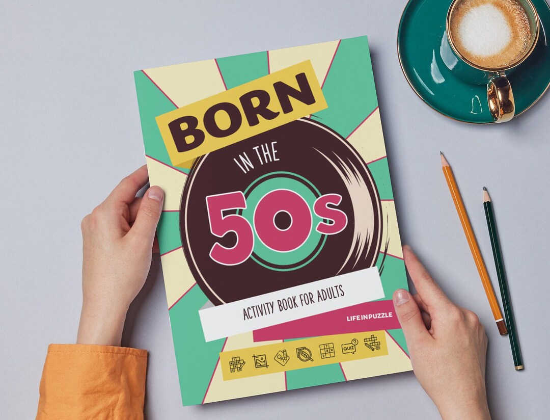 Born in the 50s Printable Activity Book for Adults Mixed Puzzle Book ...