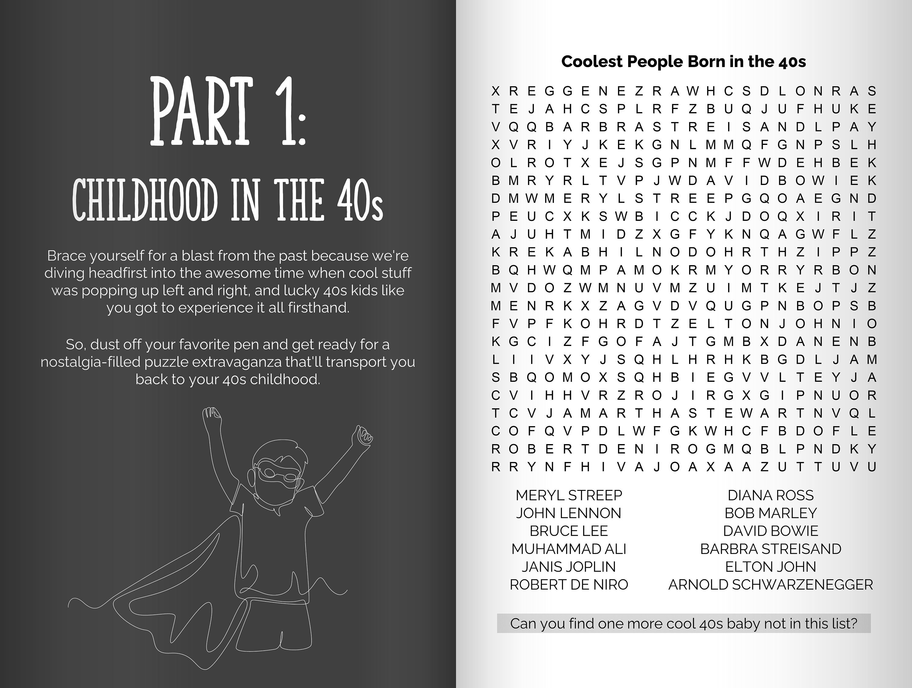 Born in the 40s Printable Activity Book for Adults Mixed Puzzle Book ...