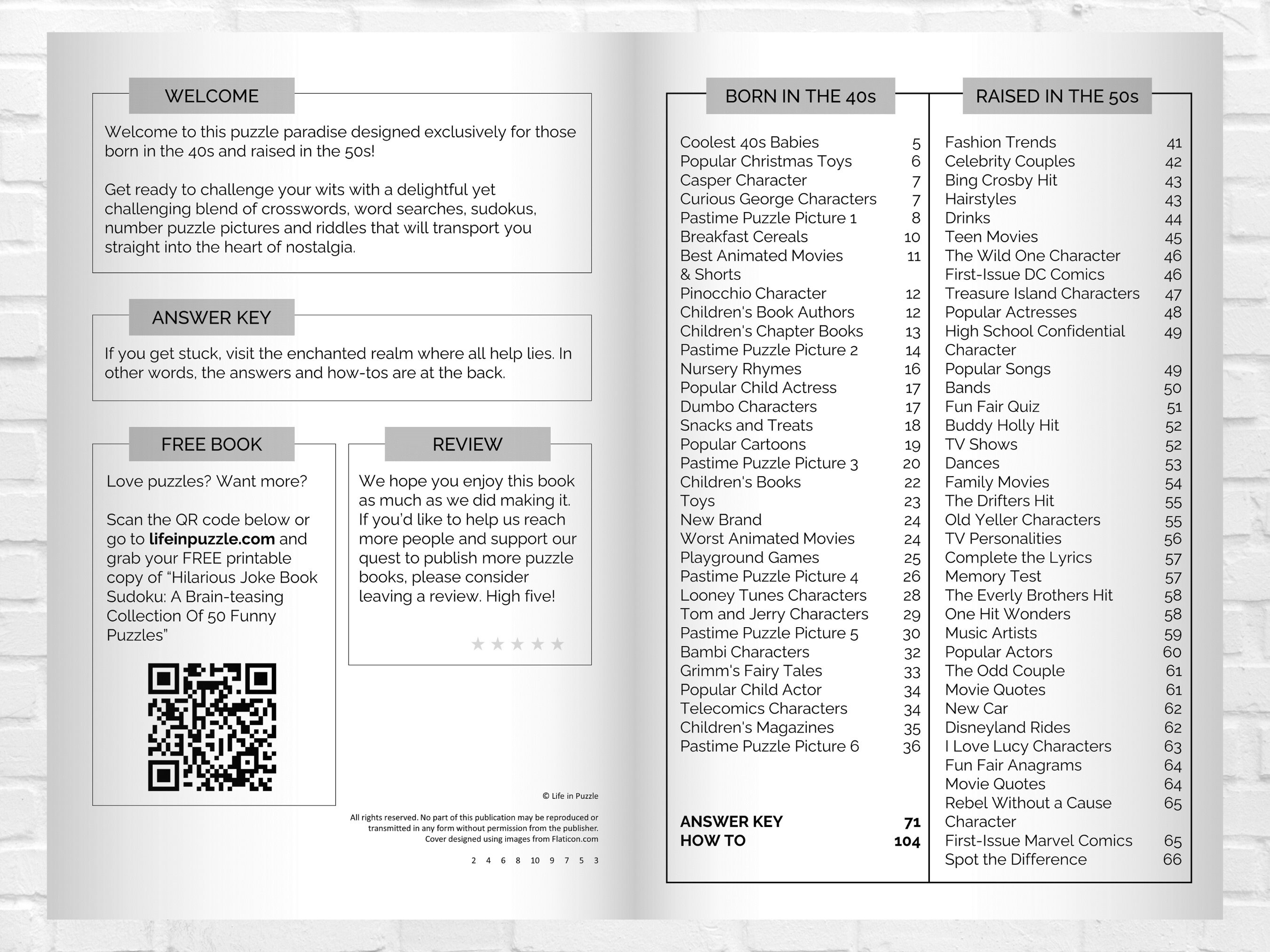 Born in the 40s Printable Activity Book for Adults Mixed Puzzle Book ...