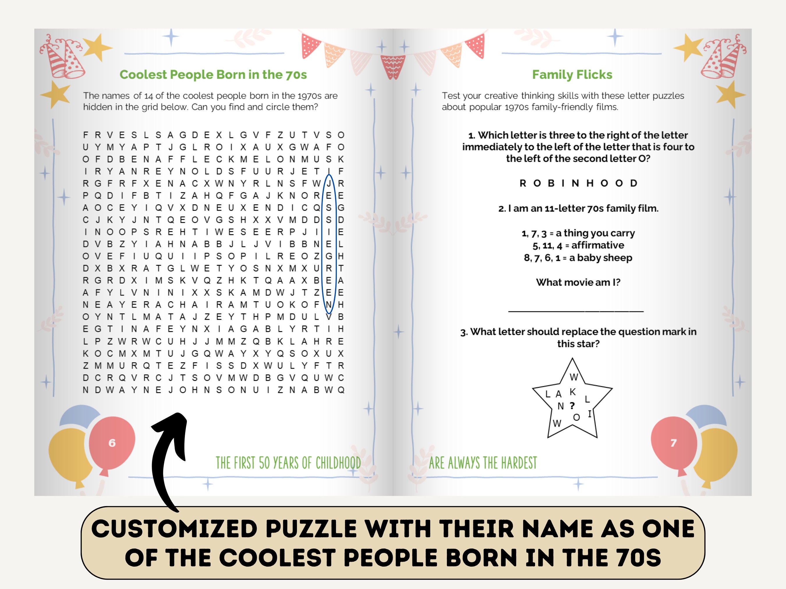NAME 50th Birthday Quiz Book Large Print in Color Turning 50 Humor and Mixed Puzzles for Adults ...