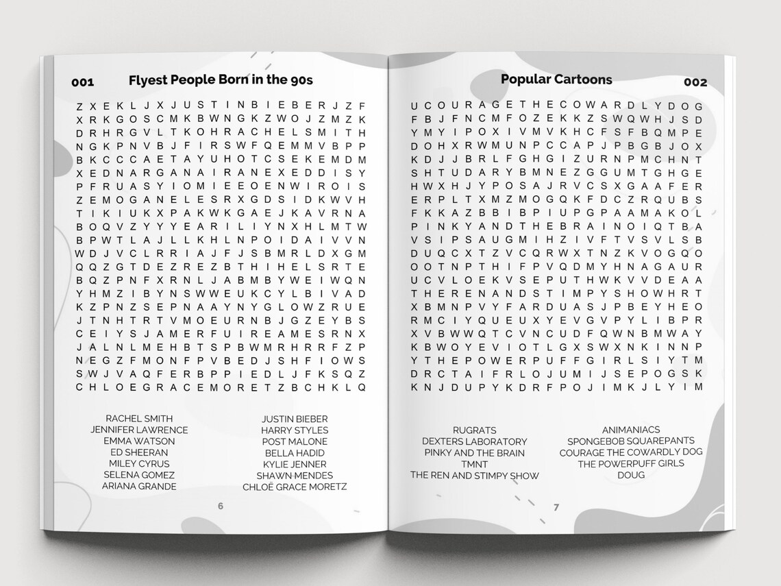 1990s Custom Word Search Book Best Ever Childhood Memories 1990s Word ...