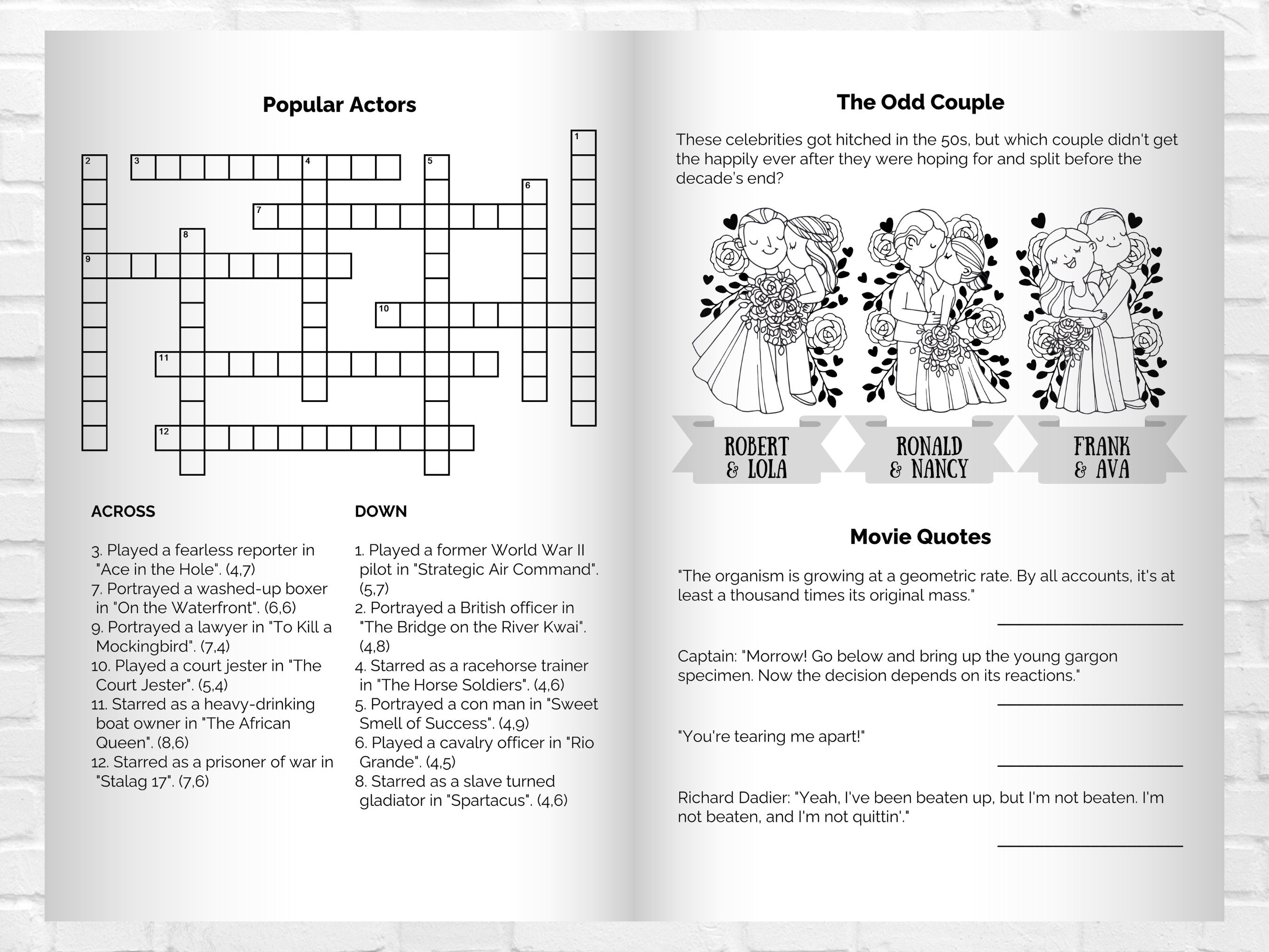 Born in the 40s Printable Activity Book for Adults Mixed Puzzle Book ...
