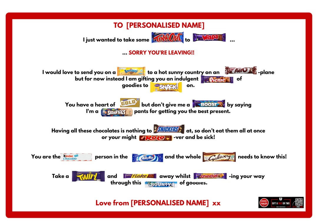 Leaving Poem Message Hamper Box, Chocolate Hamper Box, Chocolate Box ...