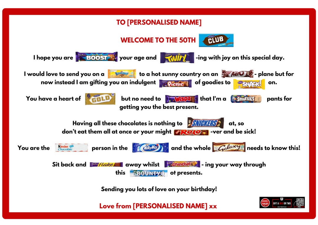 Personalised Chocolate Poem Message Hamper Box, Chocolate Hamper Box ...