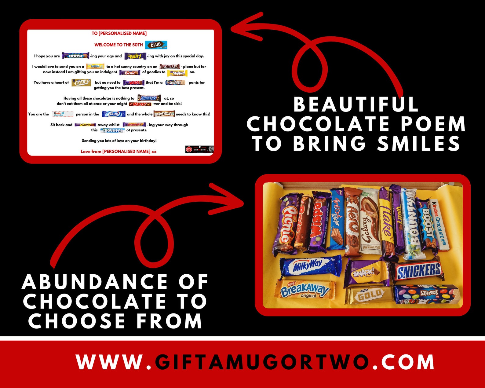 Good Luck Poem, Chocolate Poem Message Hamper Box, Chocolate Hamper Box ...