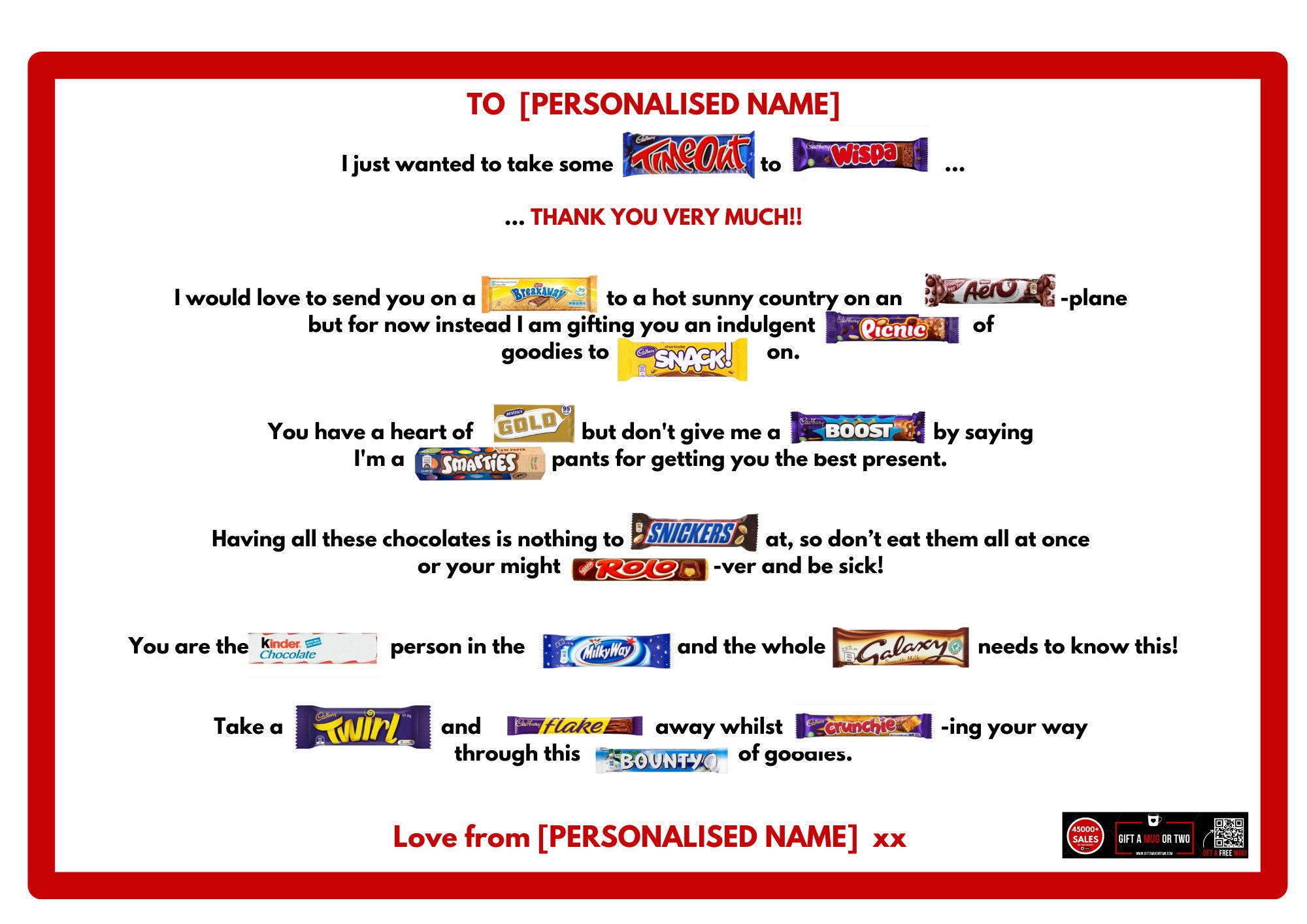 Thank You Poem Message Hamper Box Chocolate Hamper Box - Etsy