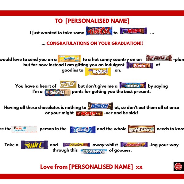 Graduation Candy Poem - Etsy