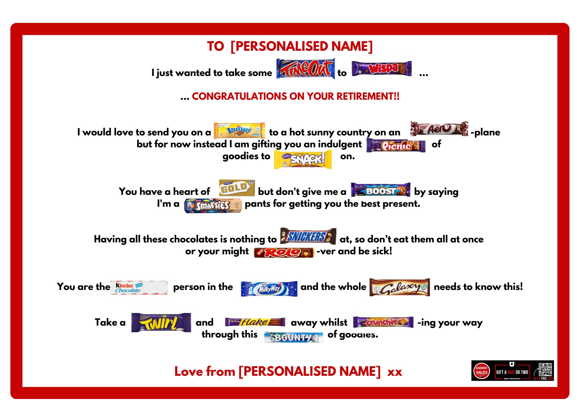Retirement Poem Message Hamper Box, Chocolate Hamper Box, Chocolate Box ...