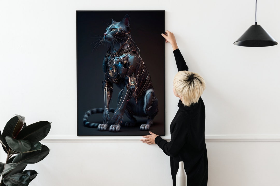 Cat Cyborg 1 | AI Art | Digital Art | Wall Art | Digital Download | AI ...