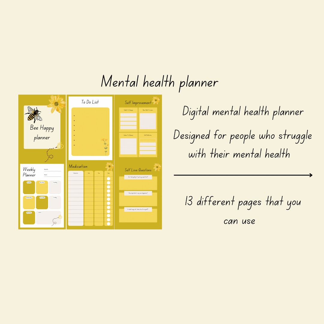Mental Health Planner, Printable Mental Health Planner, Anxiety Mood ...