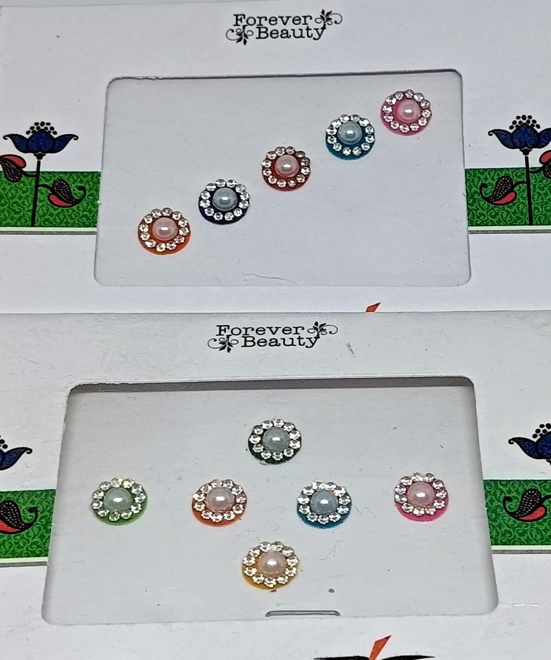 Designer Multi Color Pearl Bindis Pack, Multi Color Diamond Bindis ...