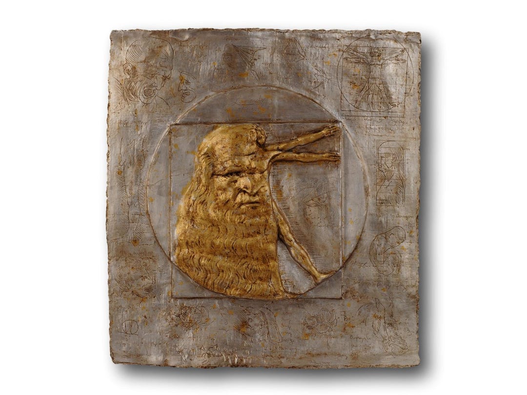 Vitruvian Man & Leonardo Wall Sculpture – Italian Renaissance Papier ...