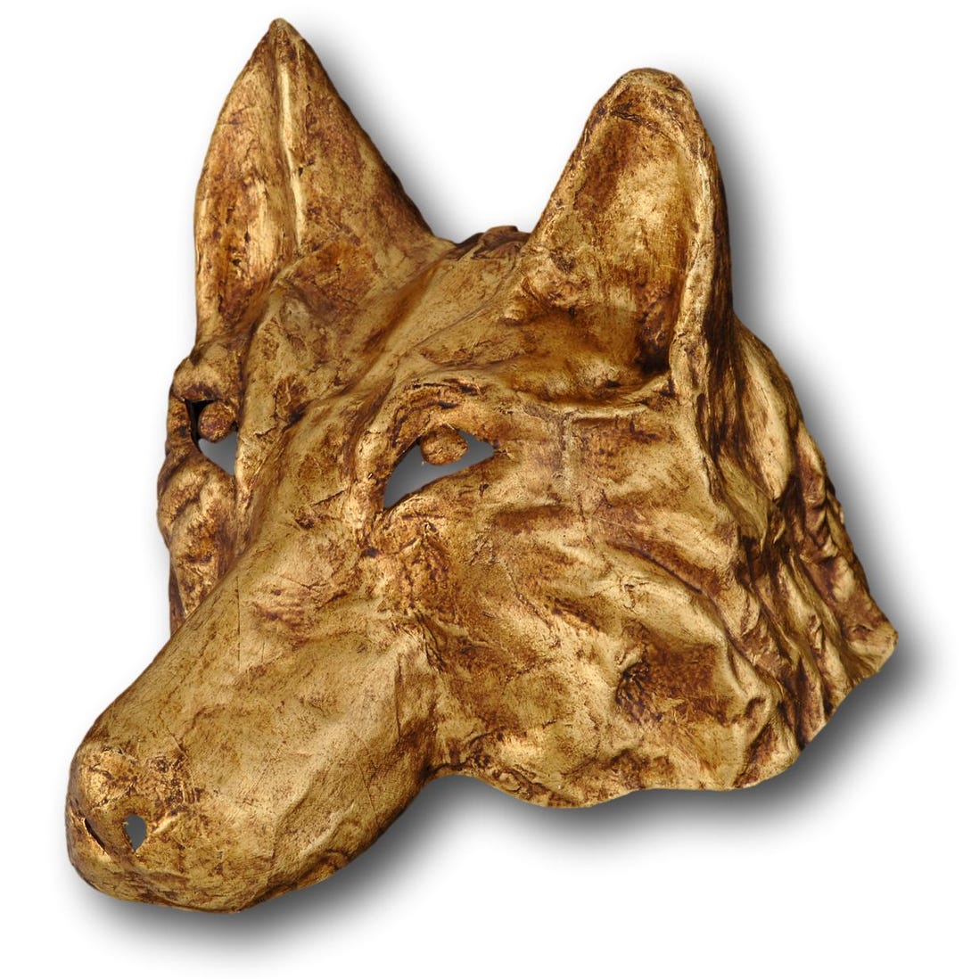 Wolf Papier Mache Mask – Handmade Italian Gold Animal Mask for Costume ...