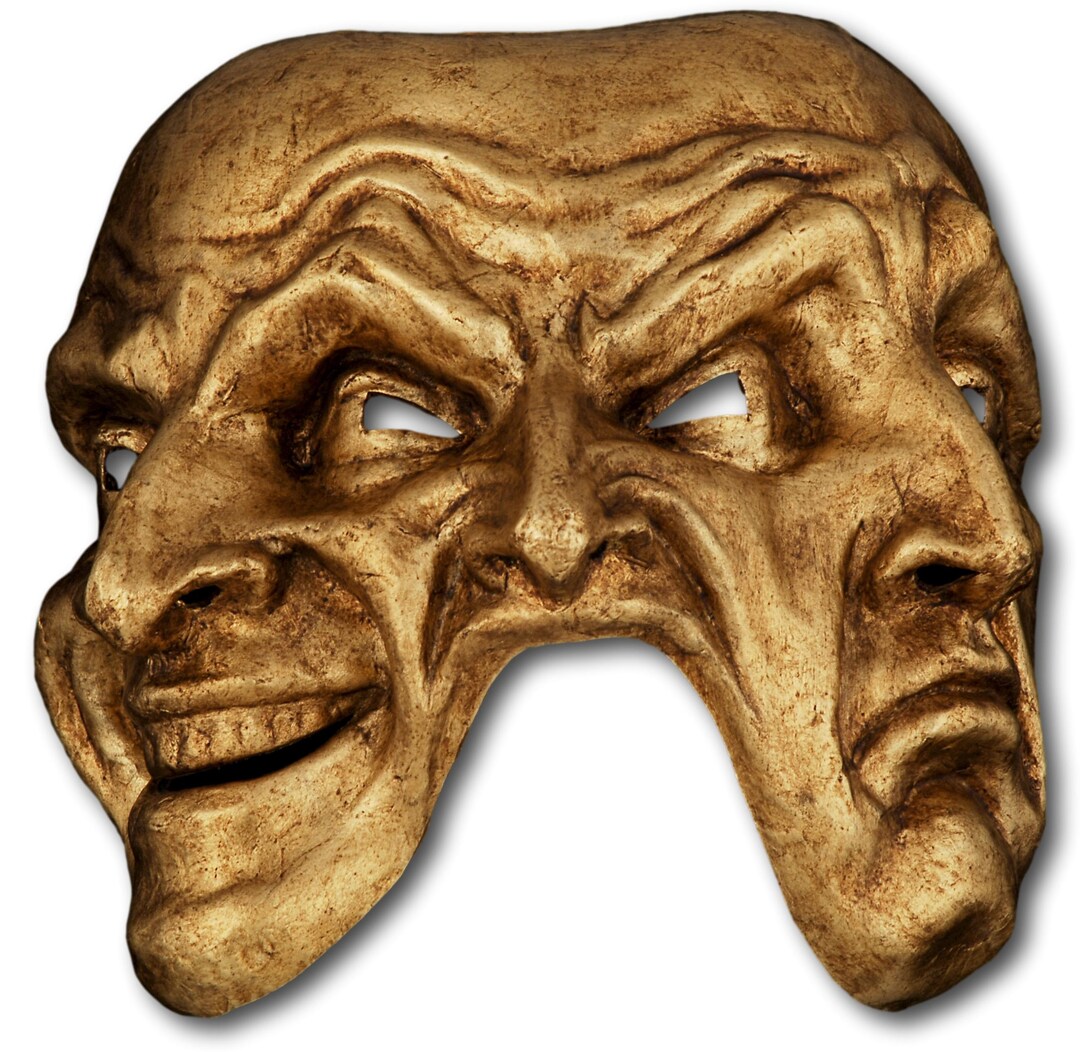 Three-face Paper Mache Mask, Italian Theatre Tragicomic Wall Art ...