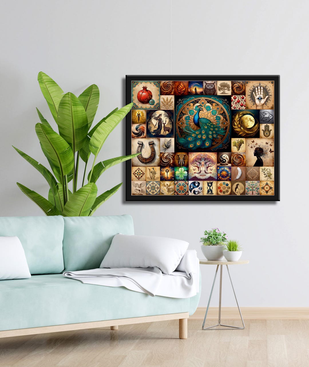 Peacock Tree of Life Print: Bohemian Spiritual Wall Art (digital ...