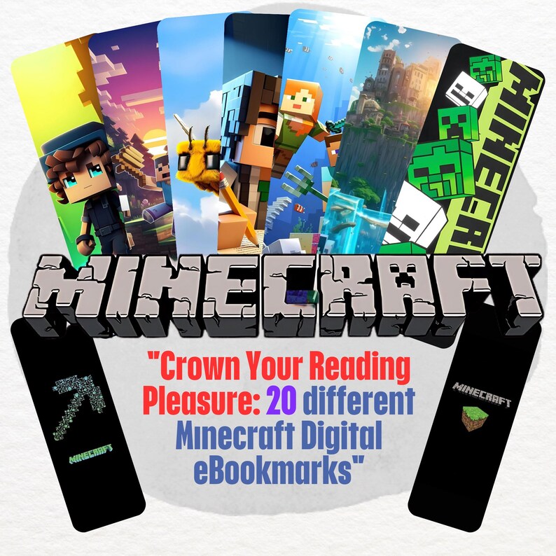 20 Minecraft Printable Bookmarks | Digital Download | Pixel Art ...