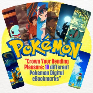 18 Pokemon Printable Bookmarks | Digital Download PNG Bookmark Set ...
