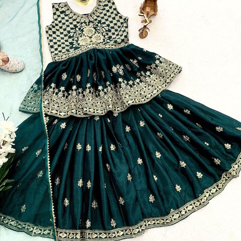 Brown Lehenga for Kids - Etsy UK