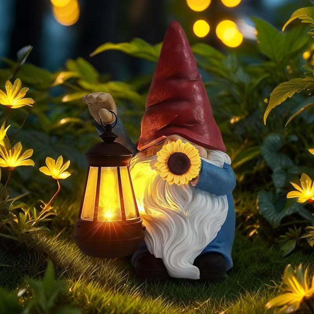 Solar Sculptures Figurine Home Decor Garden Sculpture Statue Gnome ...