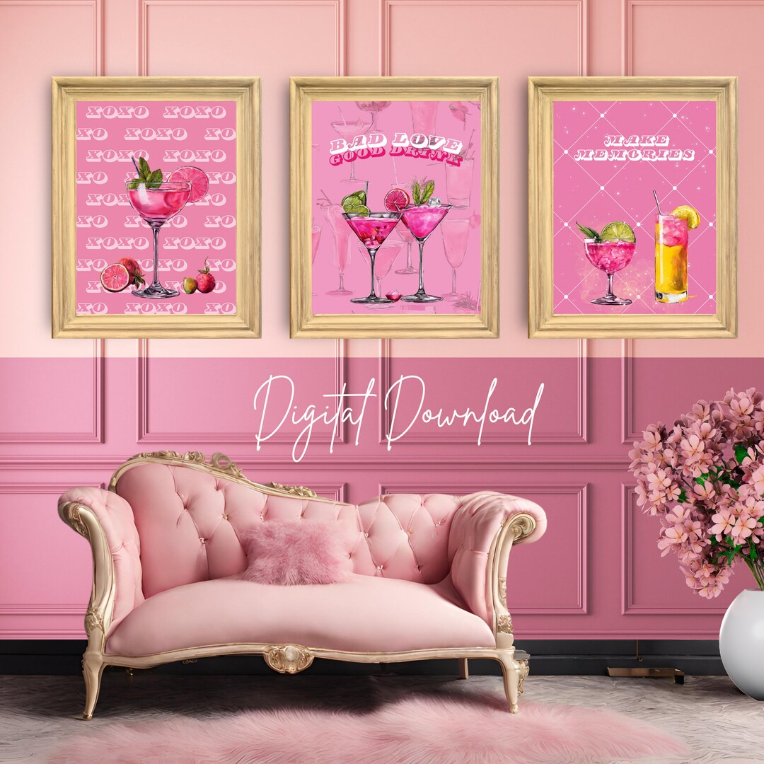 Pink Paradise / 6 Digital Arts / Printable/ Think Pink, Drink Pink - Etsy