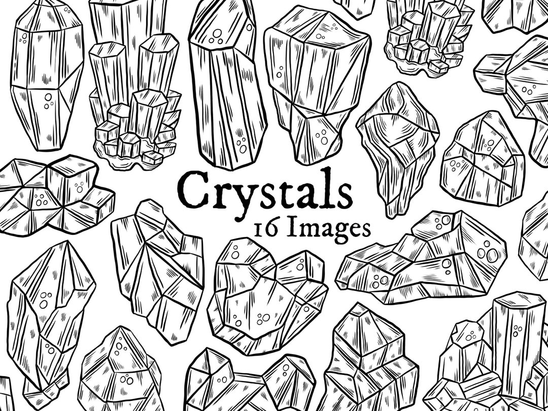 Crystals Outline Clipart Set 16 Outline Only PNG Images - Etsy