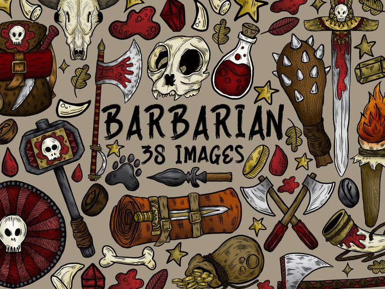 Barbarian Class Clipart Set. Tabletop RPG Printable - Etsy