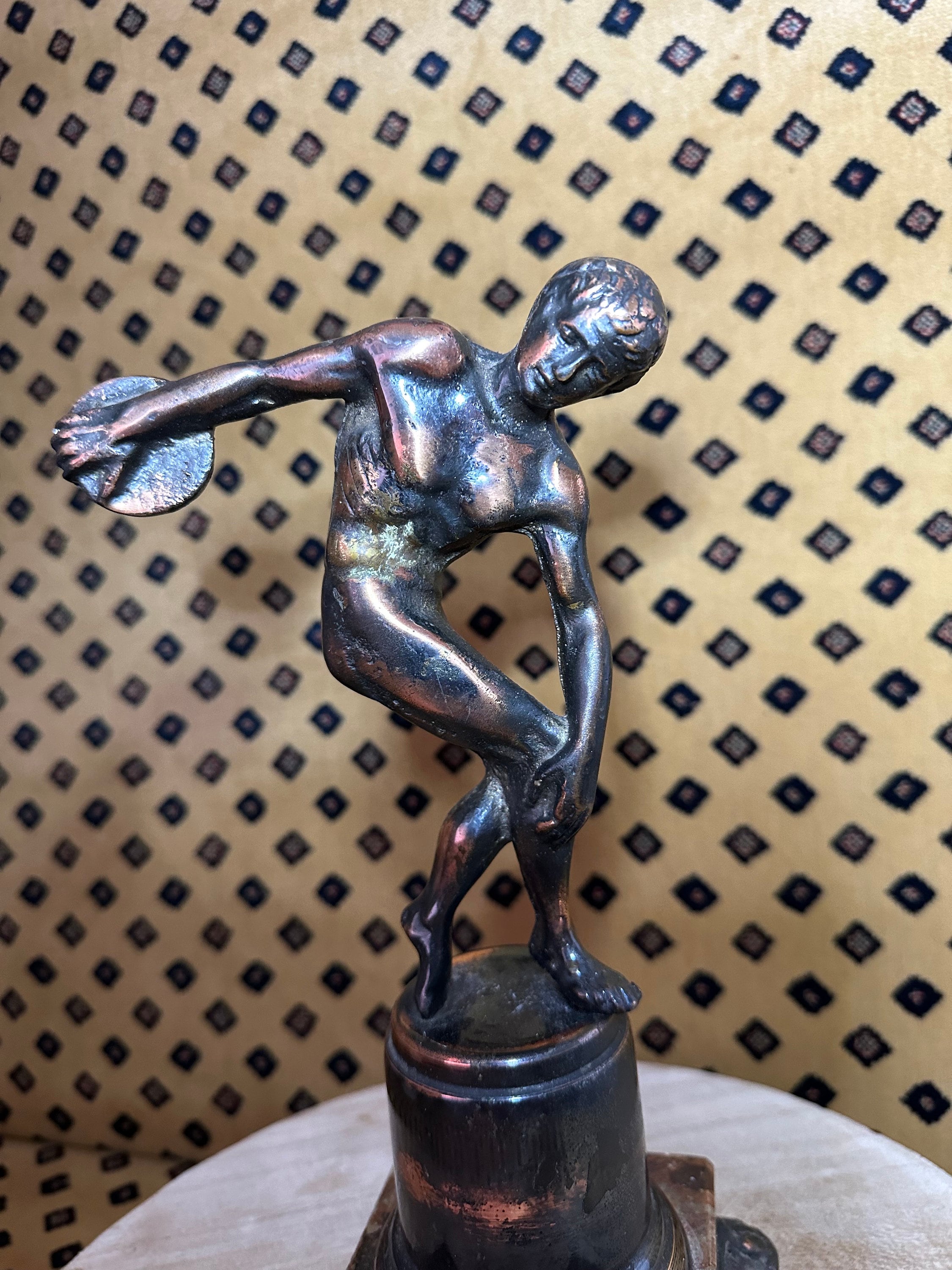 Discobolus Copper Sculpture on Marble Base Ancient Greek Athlete Art - Etsy