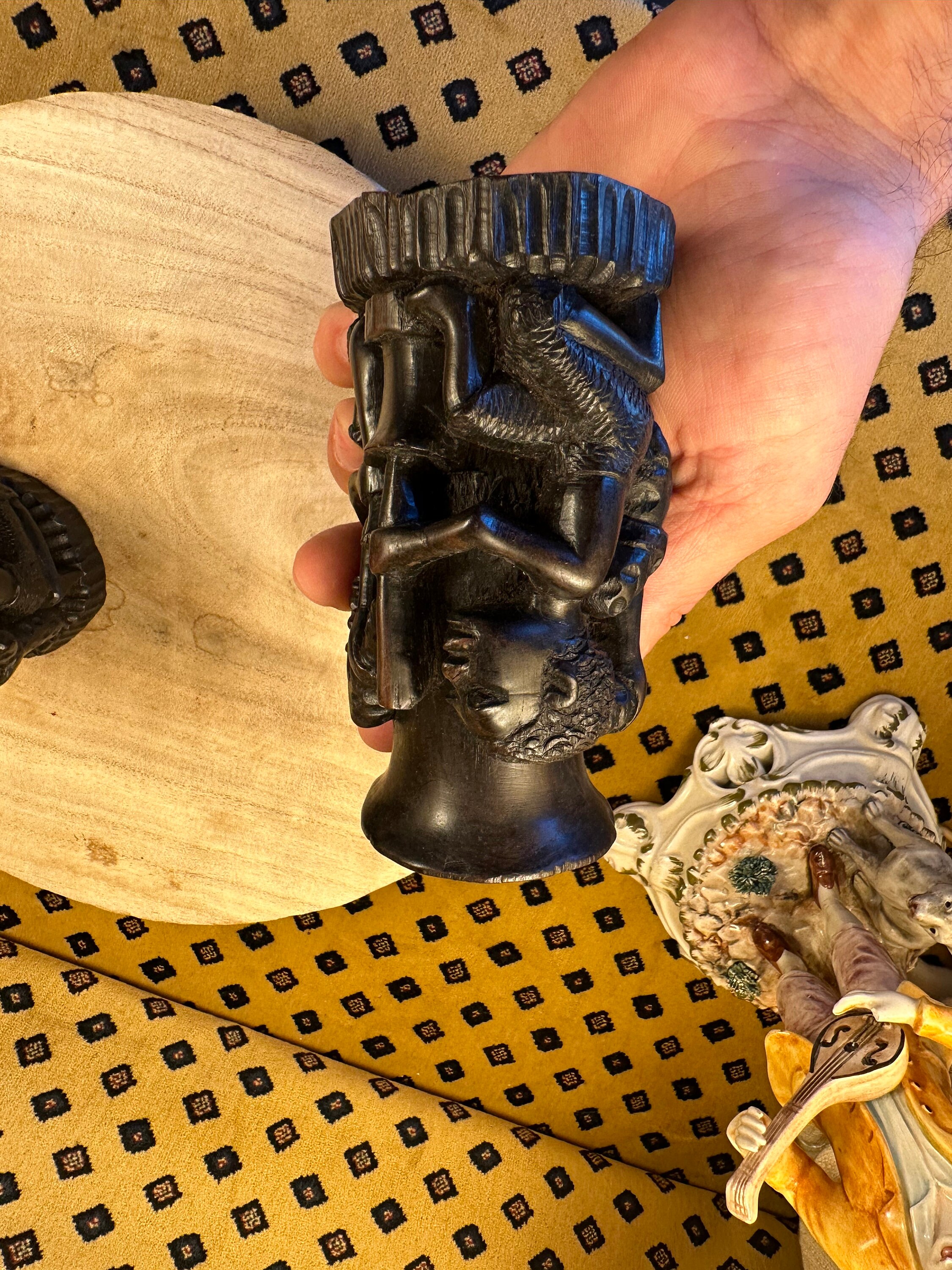 African Tree of Life Carving Wood Candle Holder Hand Carved Craft ...