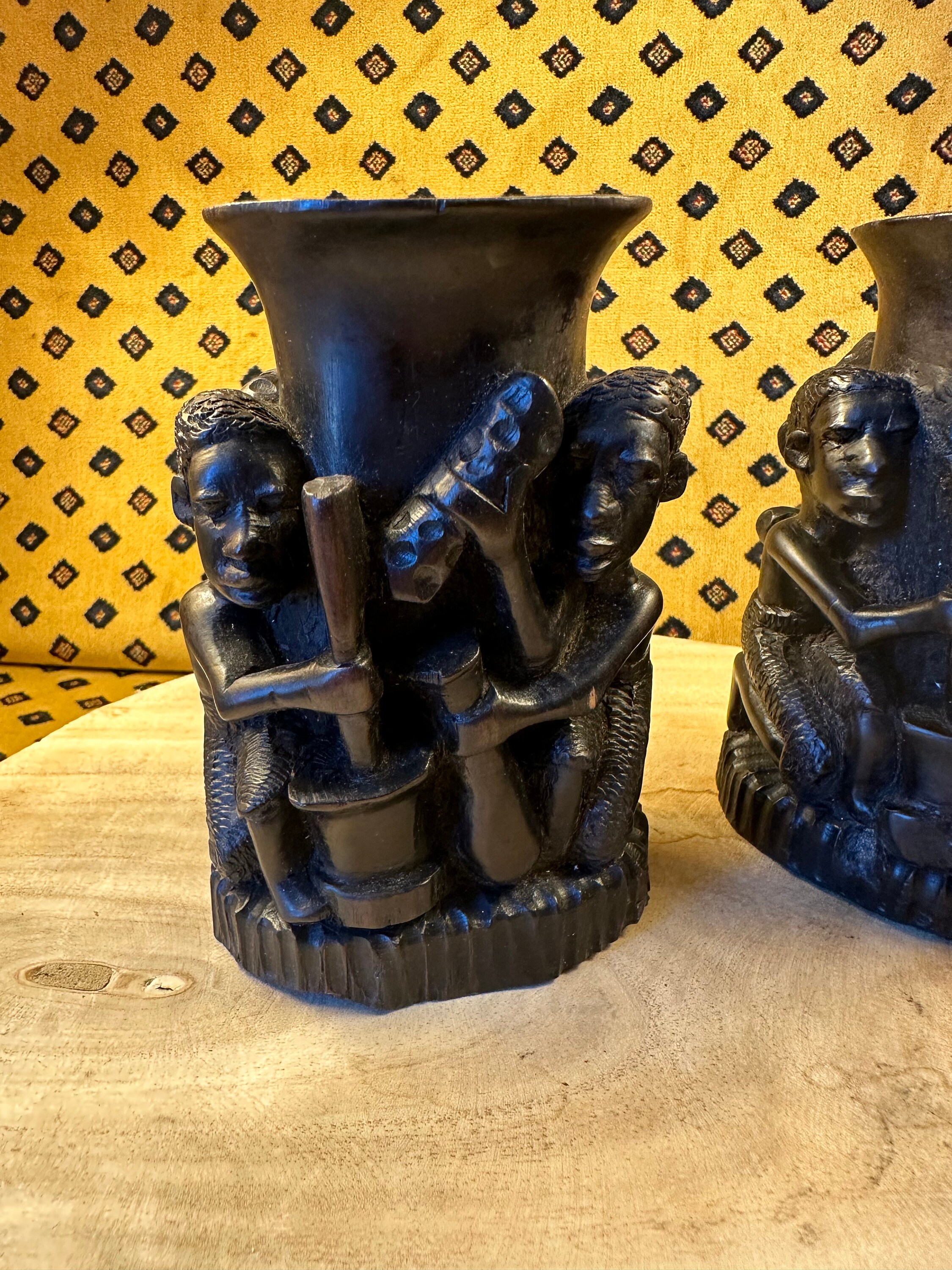 African Tree of Life Carving Wood Candle Holder Hand Carved Craft ...