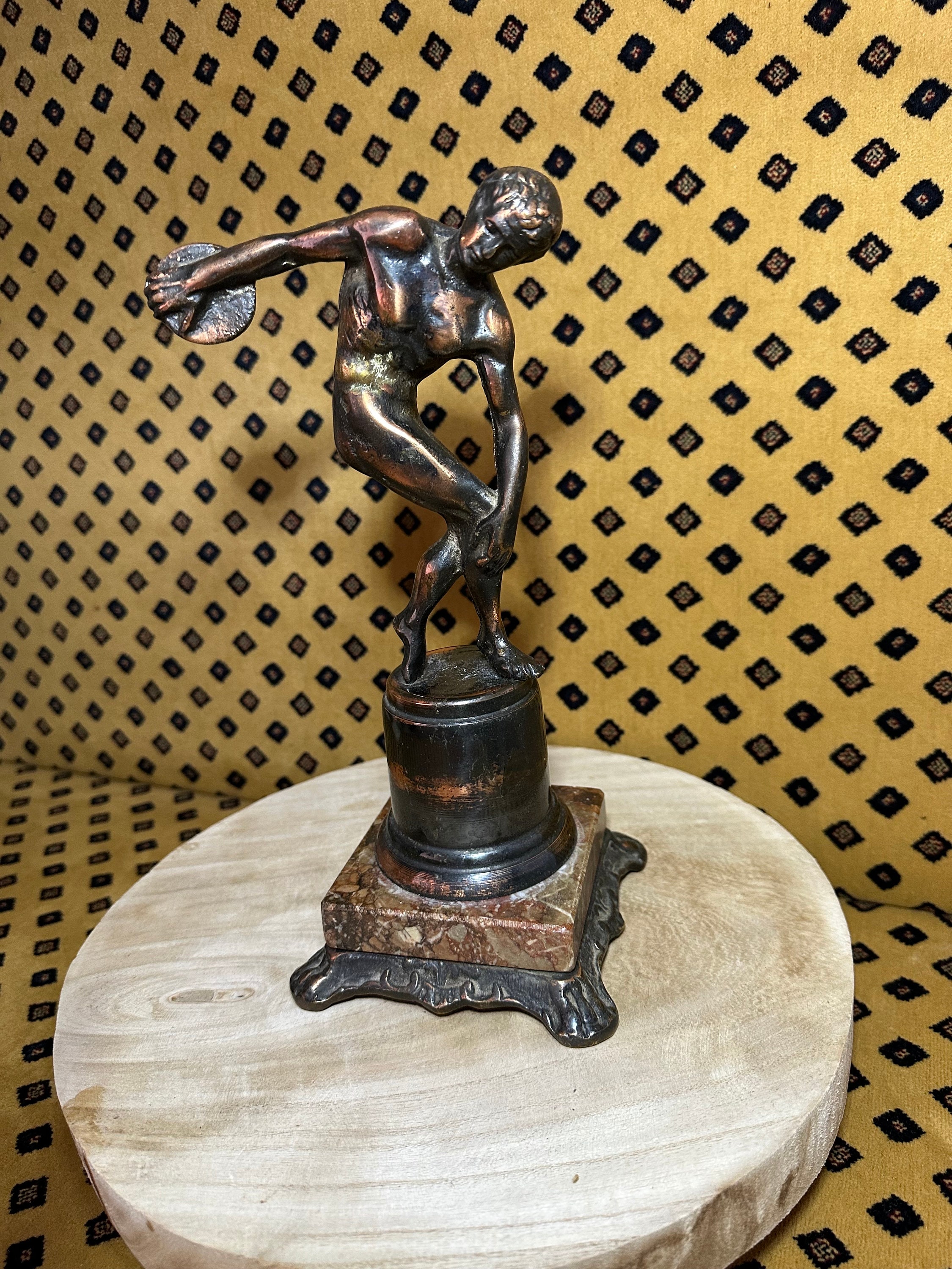 Discobolus Copper Sculpture on Marble Base Ancient Greek Athlete Art - Etsy