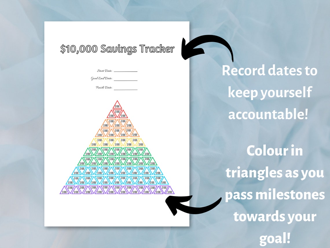 10K Pyramid Printable Savings Tracker - Etsy