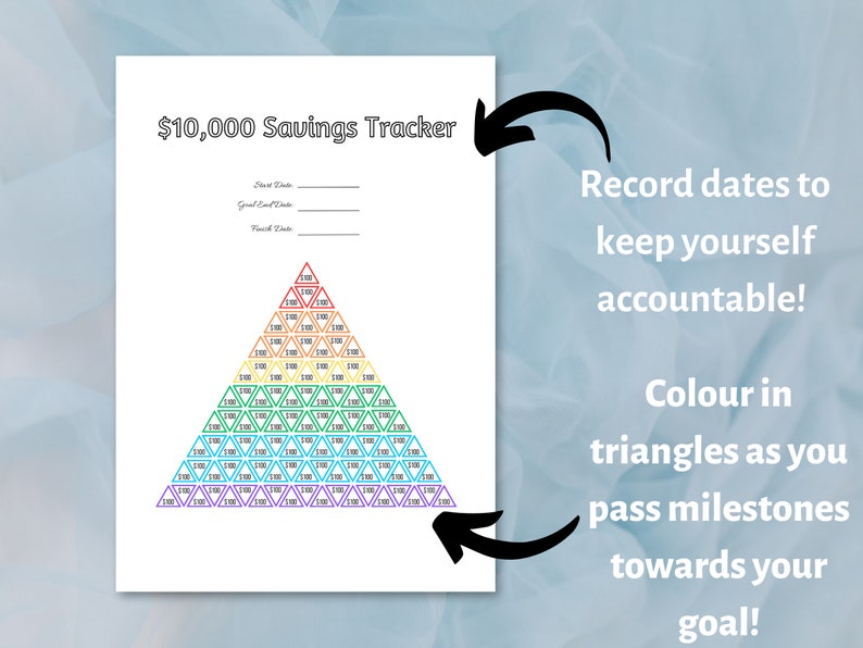 10K Pyramid Printable Savings Tracker - Etsy