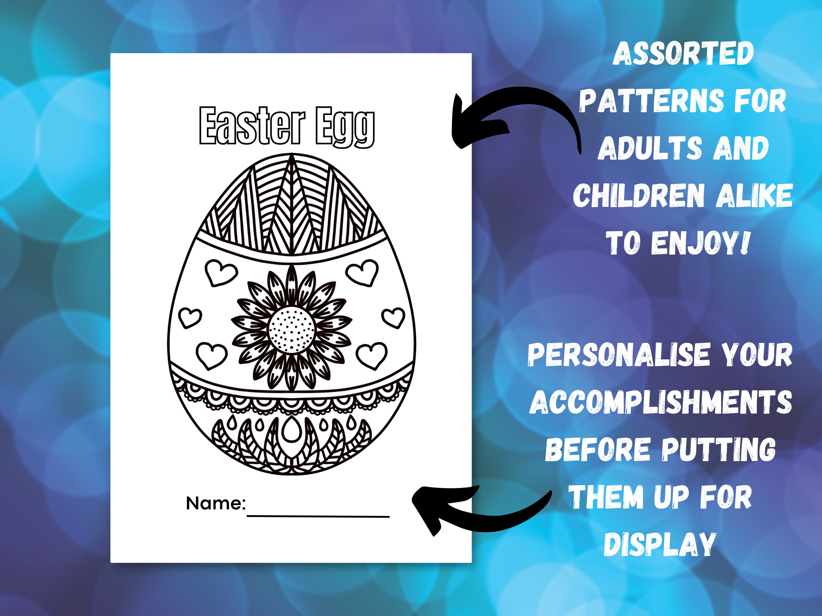 Hand-drawn Easter Egg Printable Colouring in Pages for Kids and Adults ...