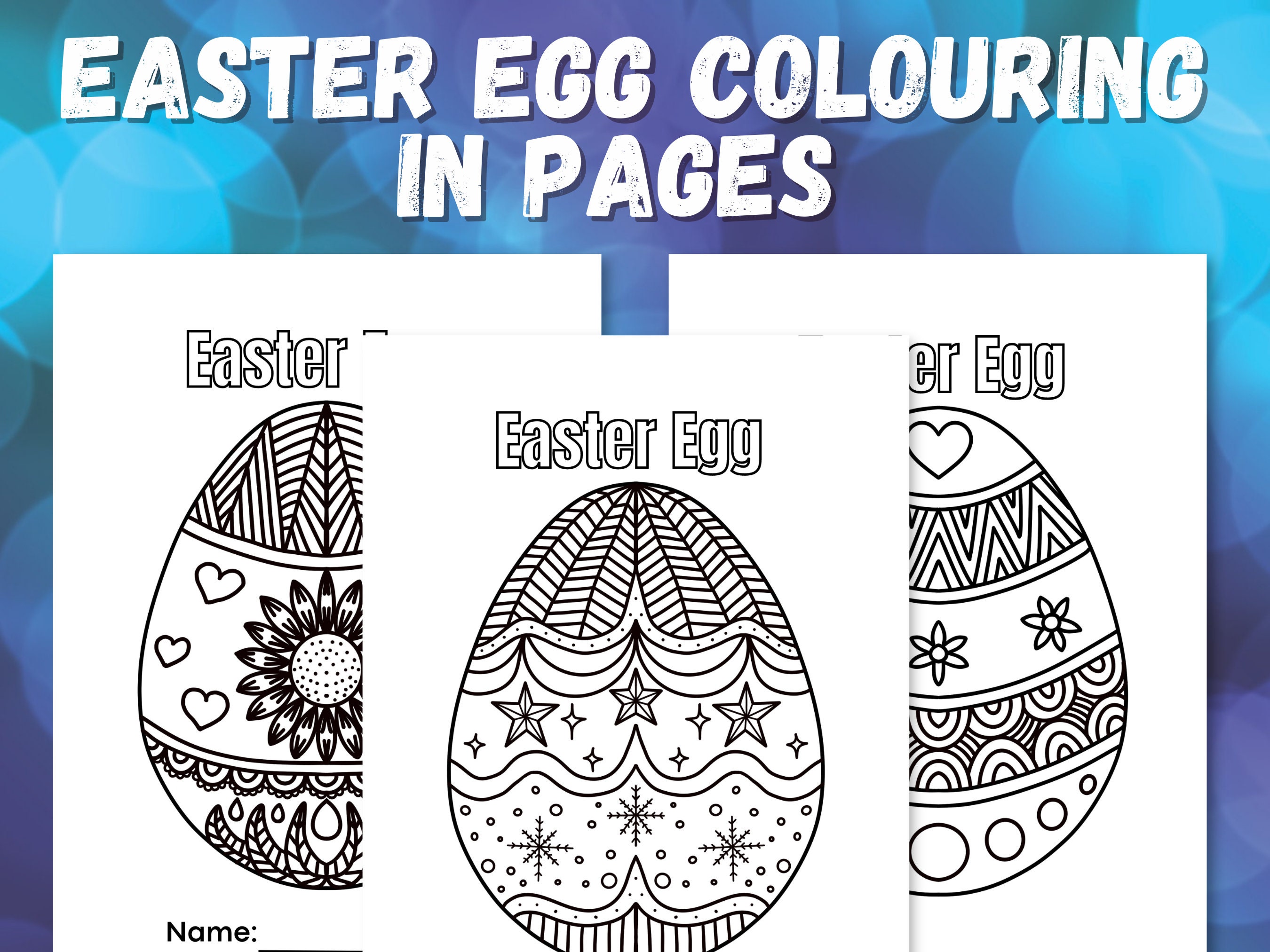 Hand-drawn Easter Egg Printable Colouring in Pages for Kids and Adults ...