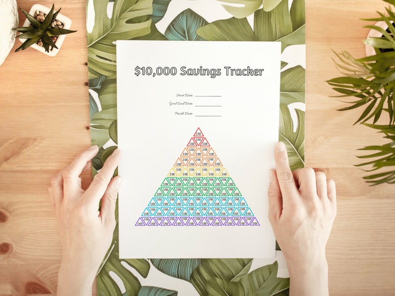 10K Pyramid Printable Savings Tracker - Etsy