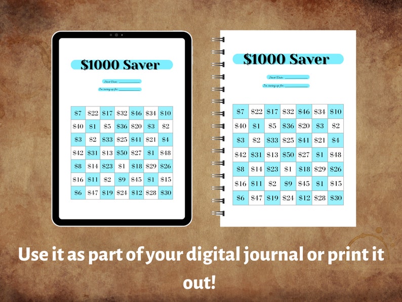 1K Savings Printable Challenge Tracker - Etsy